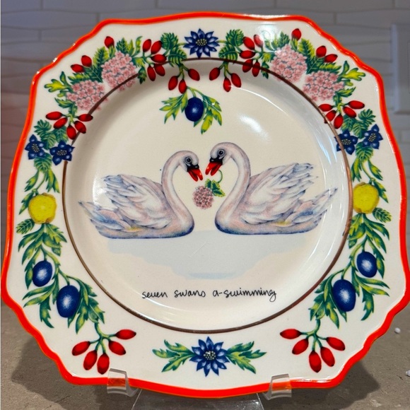 Anthropologie | Dining | Lou Rota 2 Days Of Christmas Plate Seven Swans ...